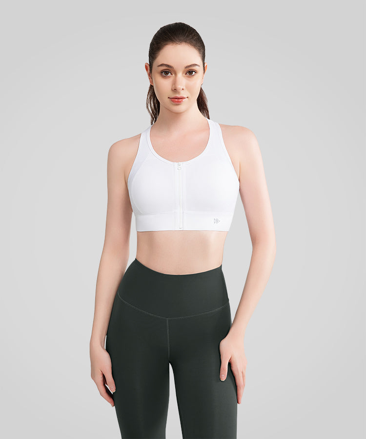 Enfold Zip Front Racerback Padded Running Bra | Women's High Support S ...